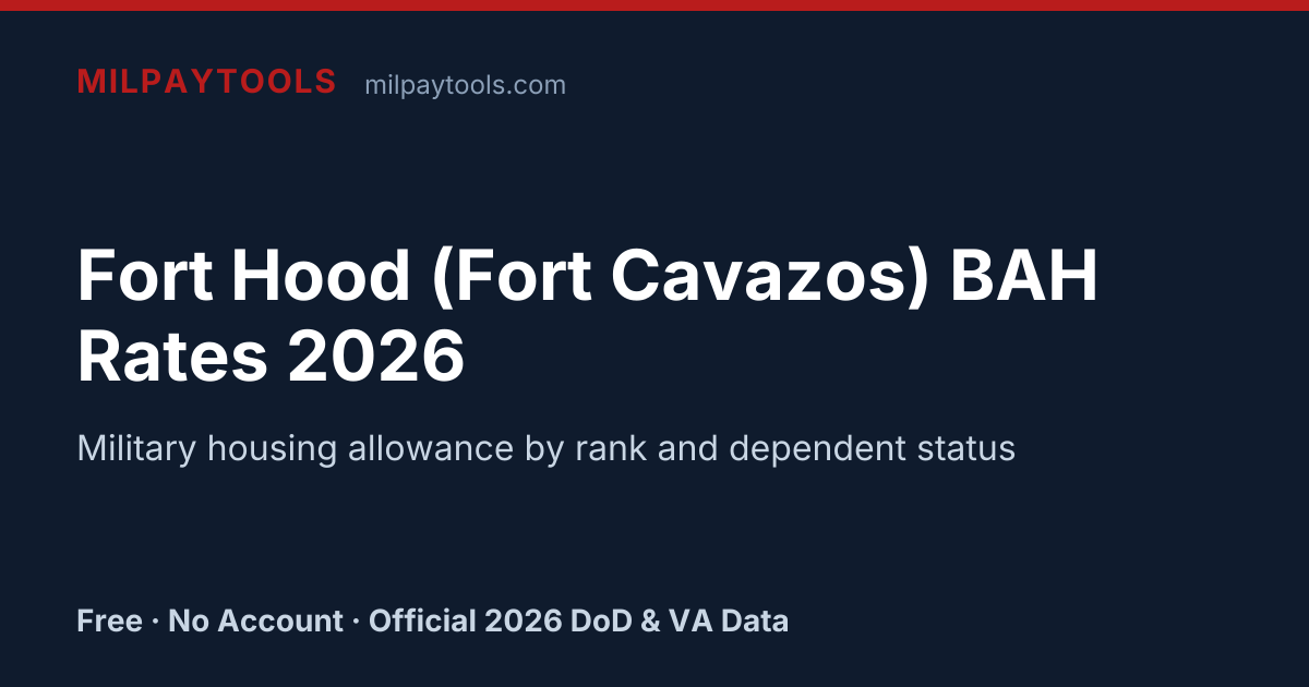 Fort Hood (Fort Cavazos) BAH Rates 2026 | MilPayTools