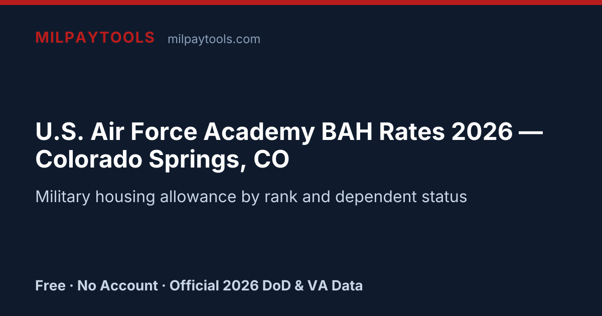 U.S. Air Force Academy BAH Rates 2026 — Colorado Springs, CO | MilPayTools