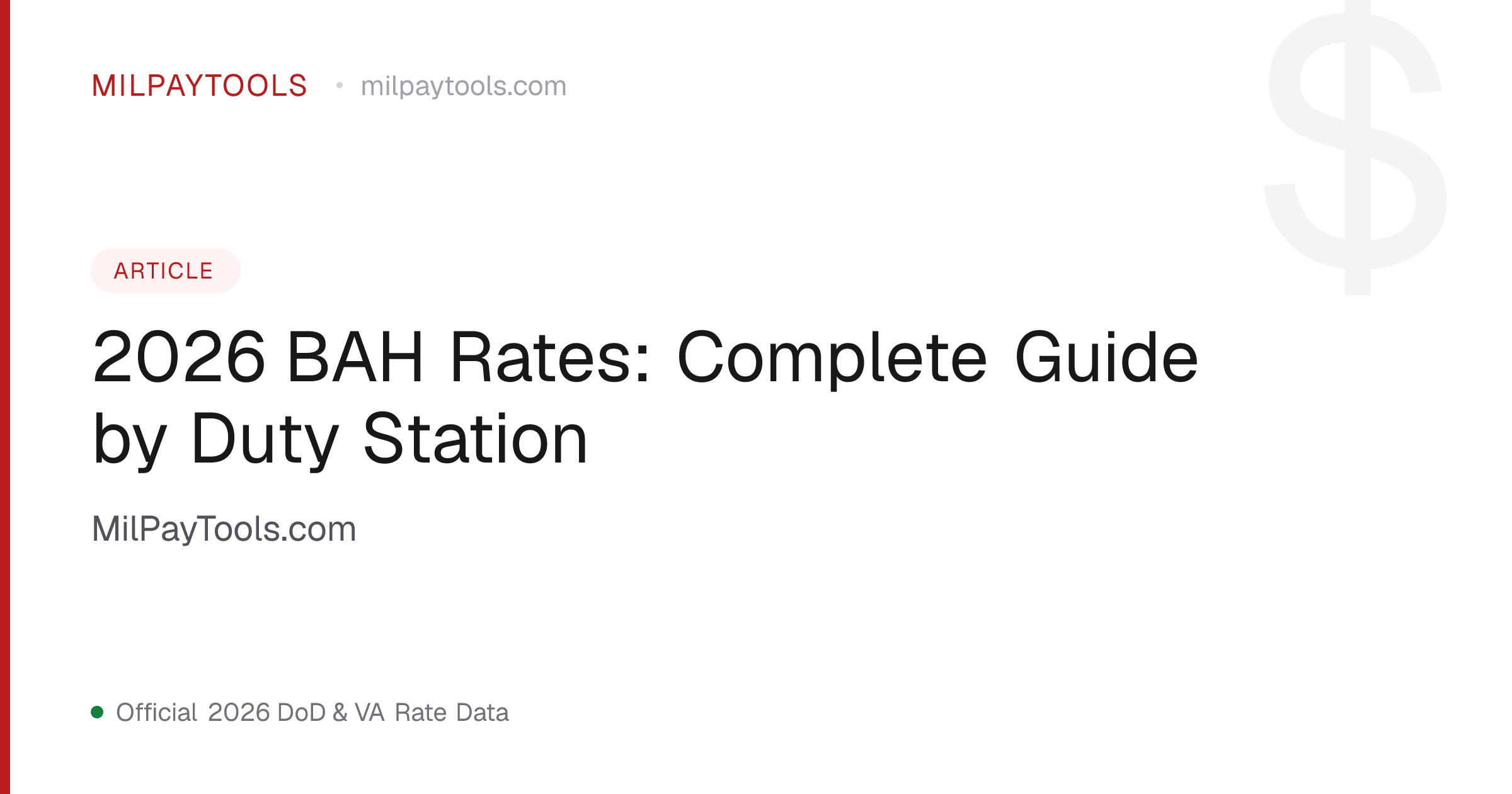 2026 BAH Rates: Complete Guide by Duty Station | MilPayTools