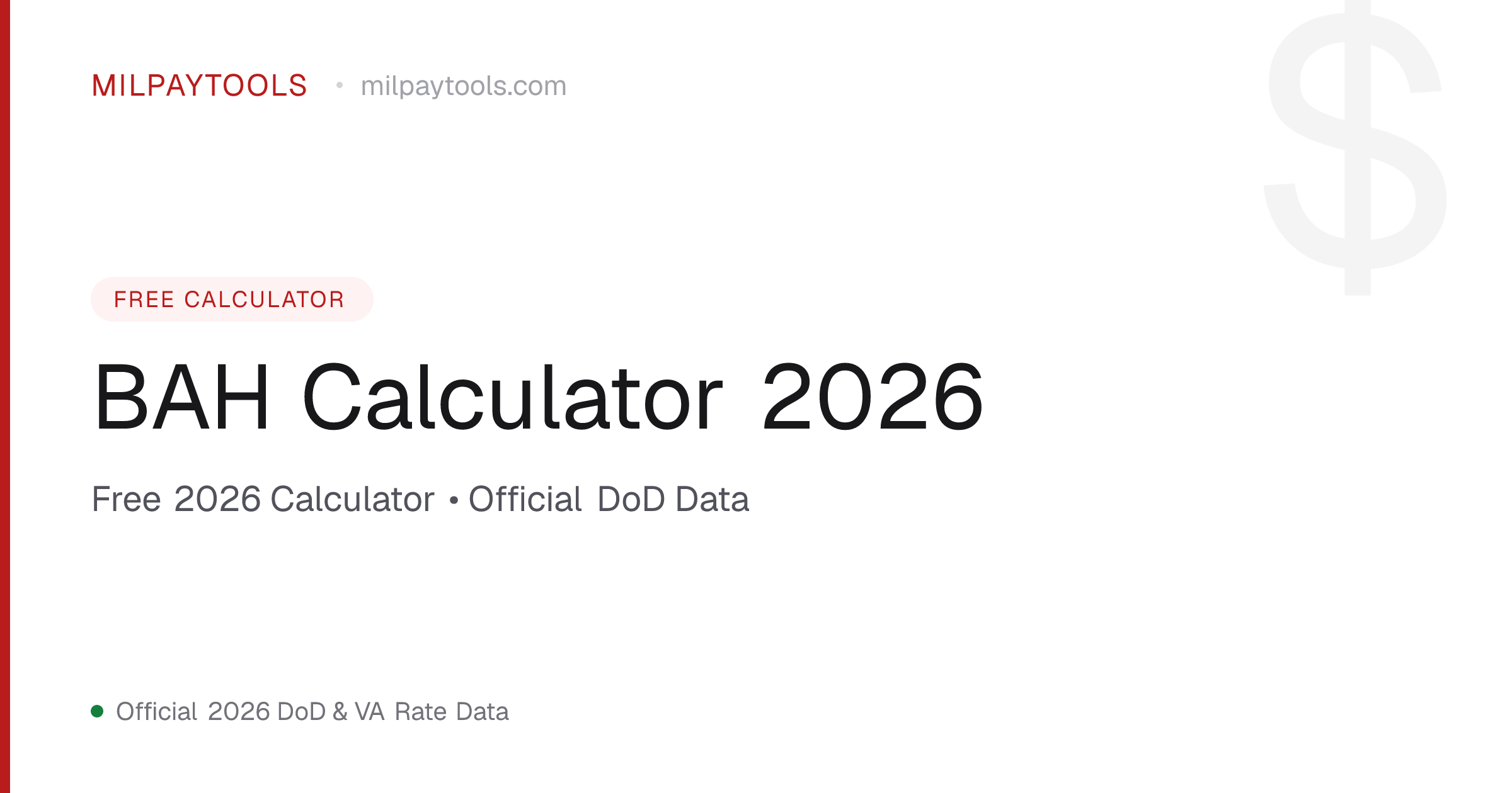 BAH Calculator 2026 | Military Housing Allowance | MilPayTools