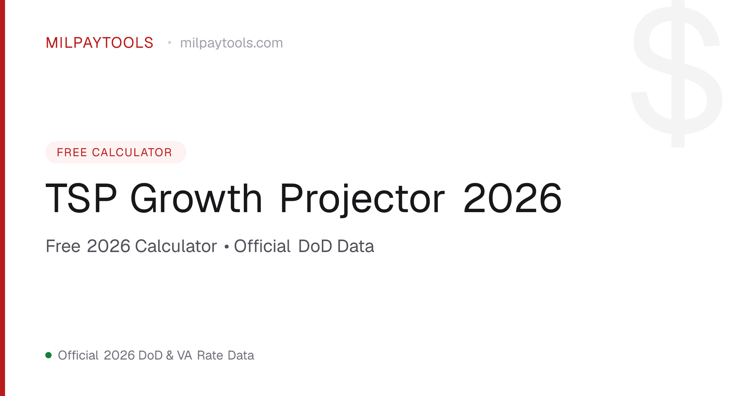 TSP Growth Projector 2026 | Thrift Savings Plan Calculator | MilPayTools